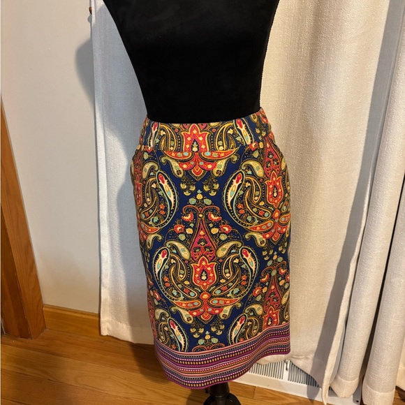 Merona | Skirts | Merona Paisley Pencil Skirt Red Blue Gold | Poshmark